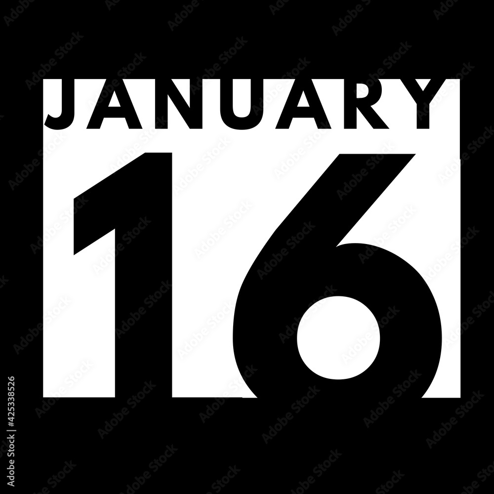January 16 . flat modern daily calendar icon .date ,day, month ...