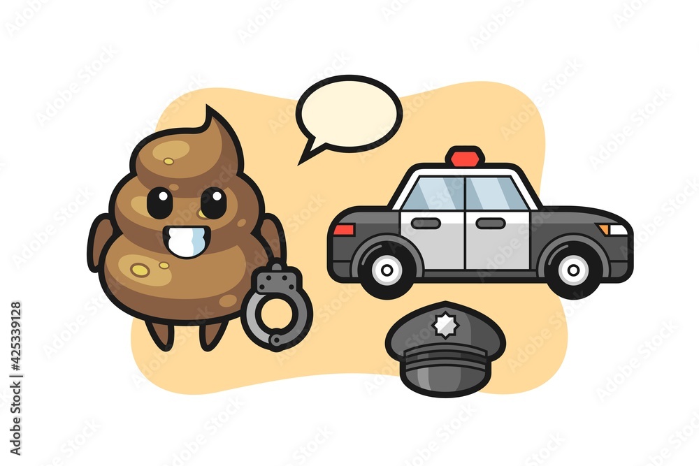 Cartoon mascot of poop as a police Stock Vector | Adobe Stock