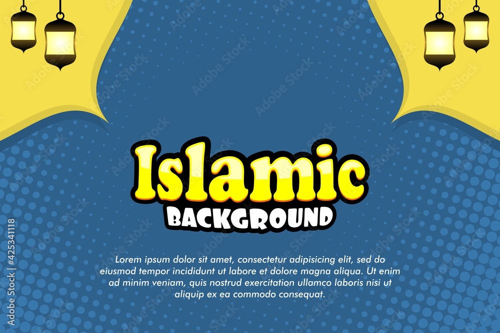 vector illustration islamic template with cartoon comic pop art style ...