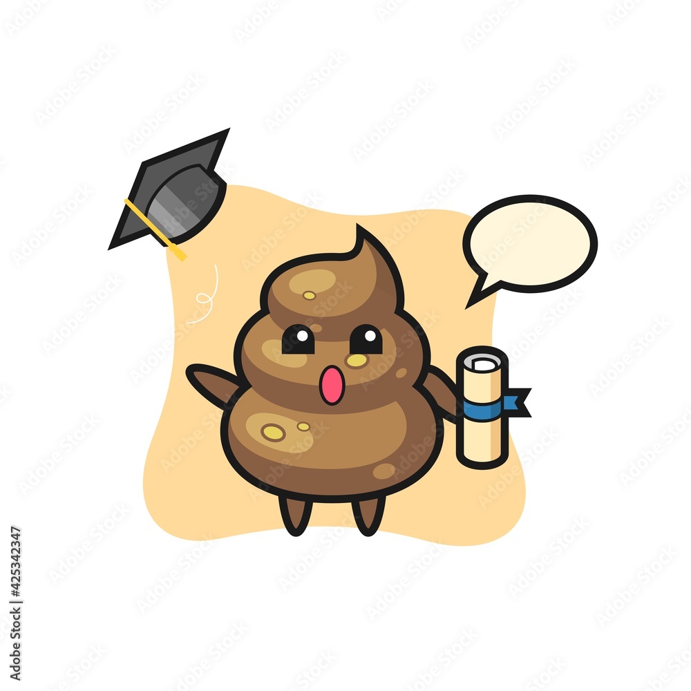 Vetor de Illustration of poop cartoon throwing the hat at graduation do ...