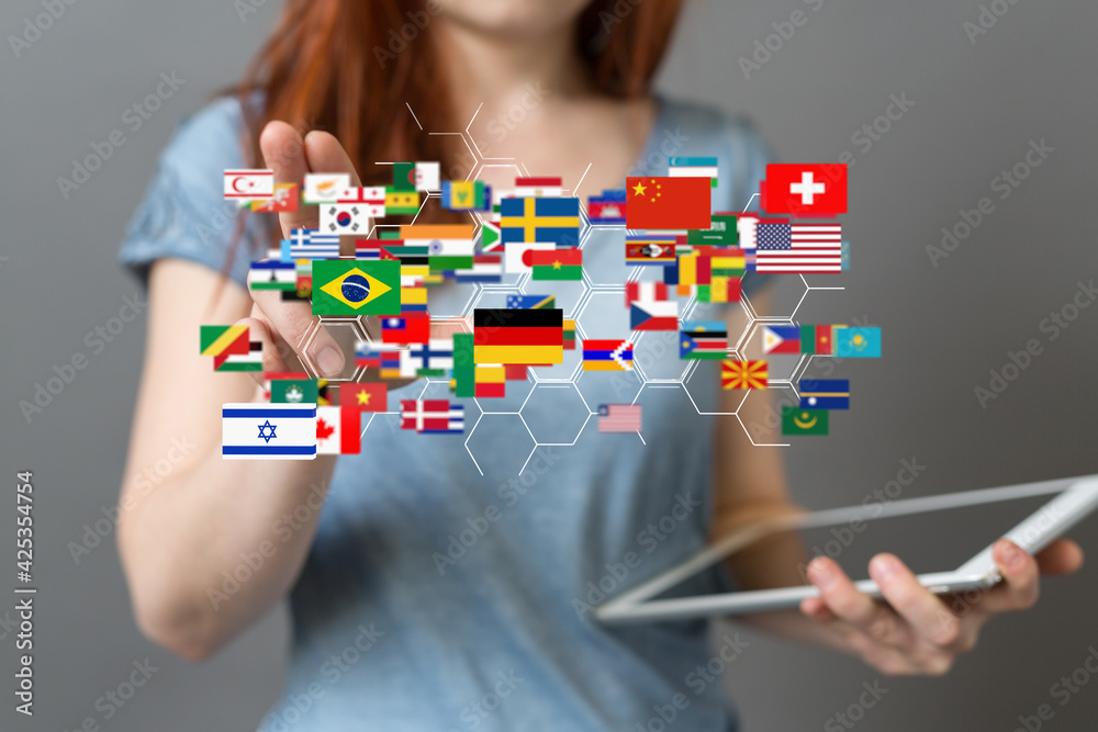 World map with all states and their flags,3d render. Stock Photo ...