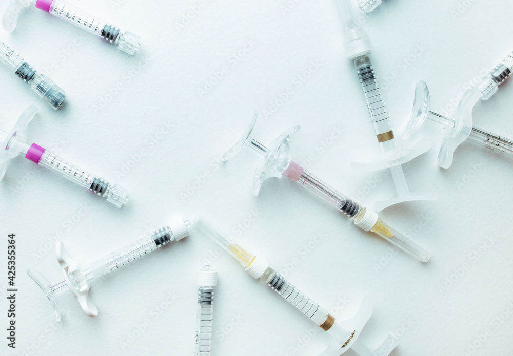 empty syringes with hyaluronic acid. Cosmetology and contour plastic ...
