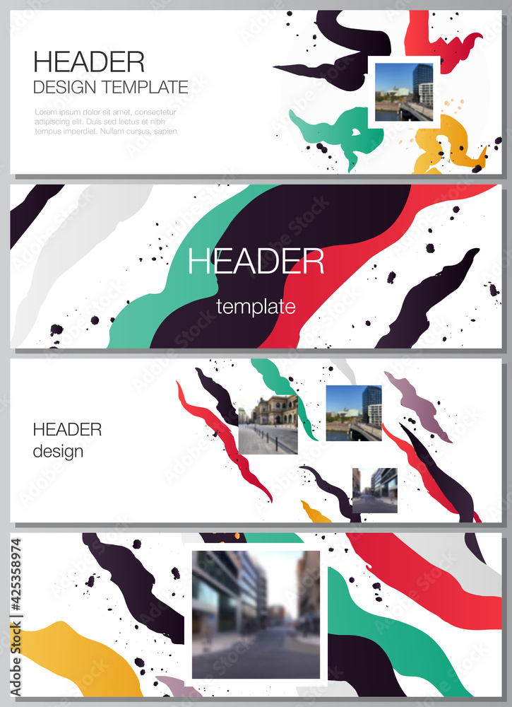 Vector layout of headers, banner design templates for website footer ...