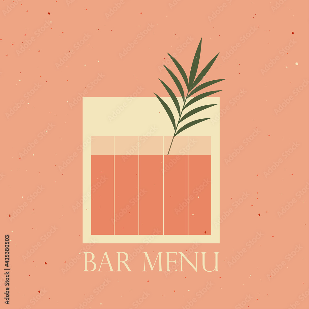 Bar menu logo. Stylish vector illustration with cocktail in old ...