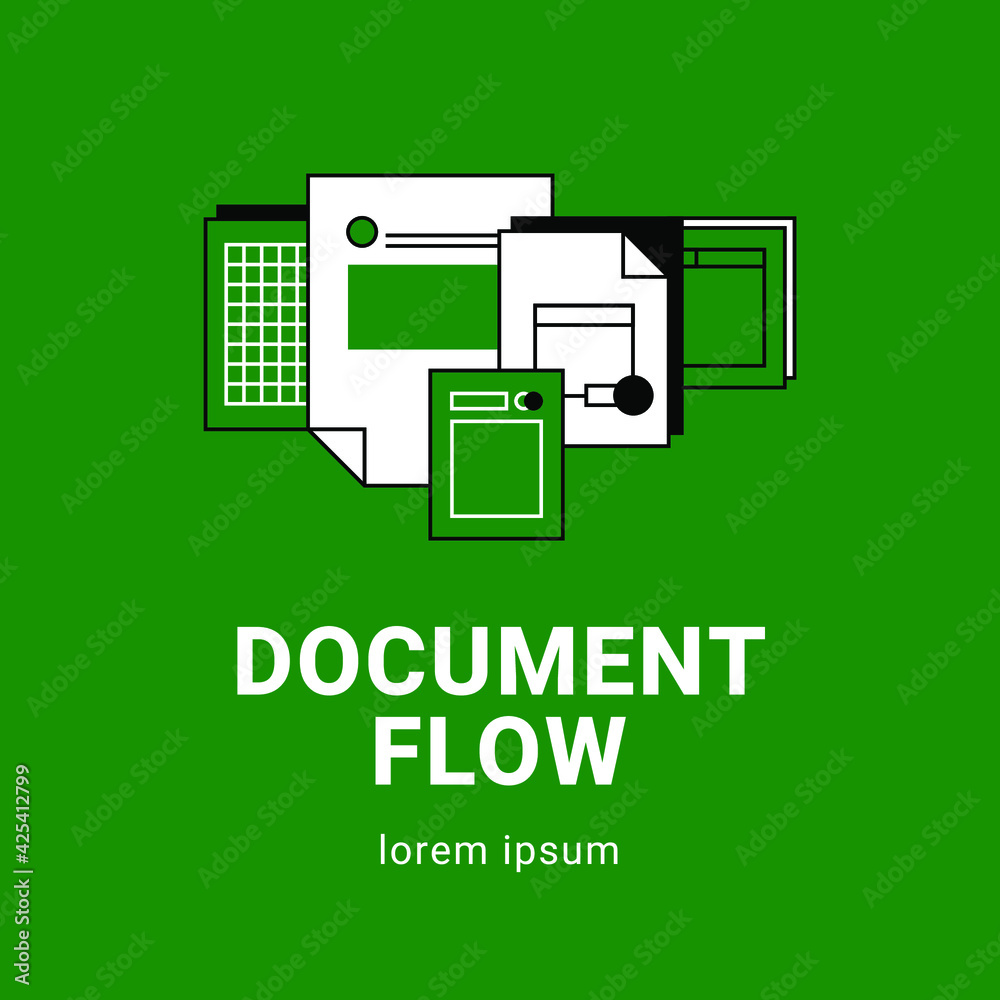 Document flow concept icons, thin line, flat design. Design of business ...
