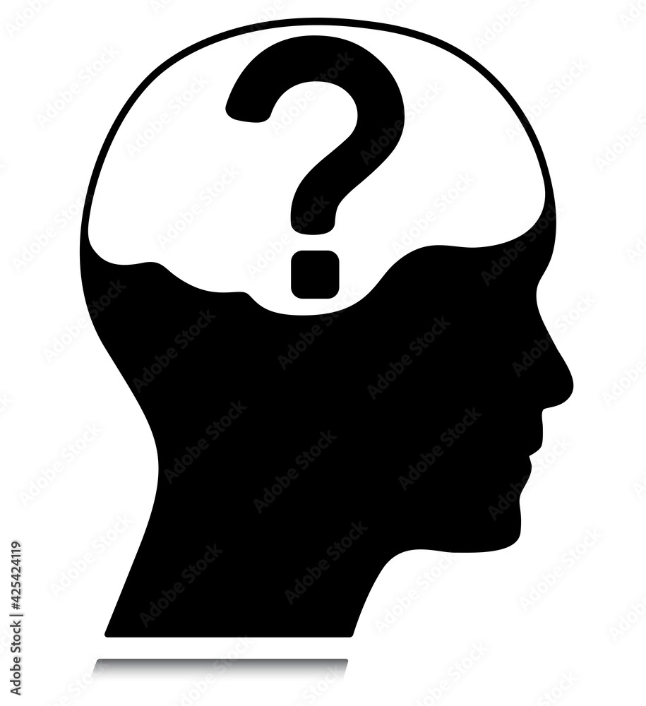 Human head and brain with question mark vector graphic isolated on ...