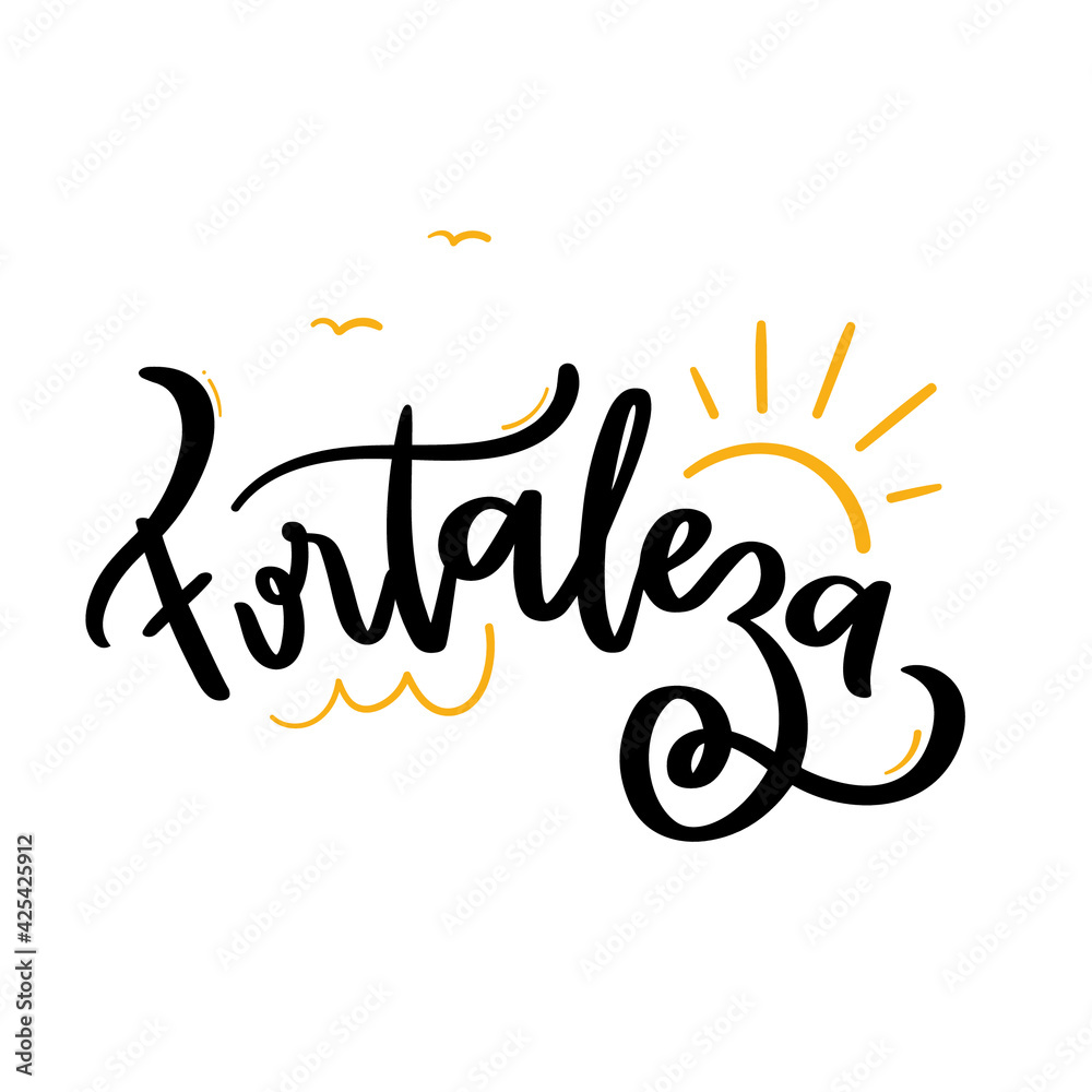 Vetor de Fortaleza. Brazilian City in Portuguese Hand Lettering ...