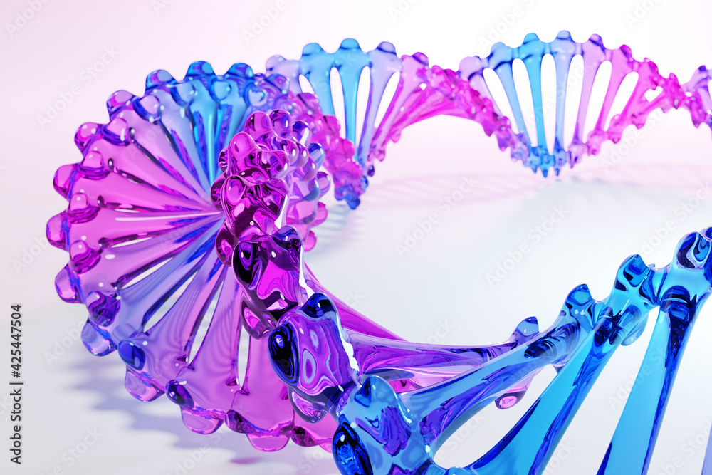 3d illustration of a science template, abstract background with a DNA ...