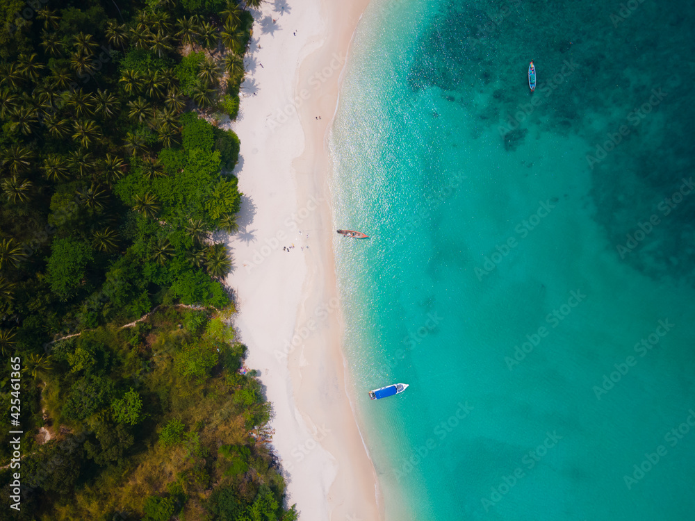 Aerial view nature summer sea waves in top-down drone shot perspective ...