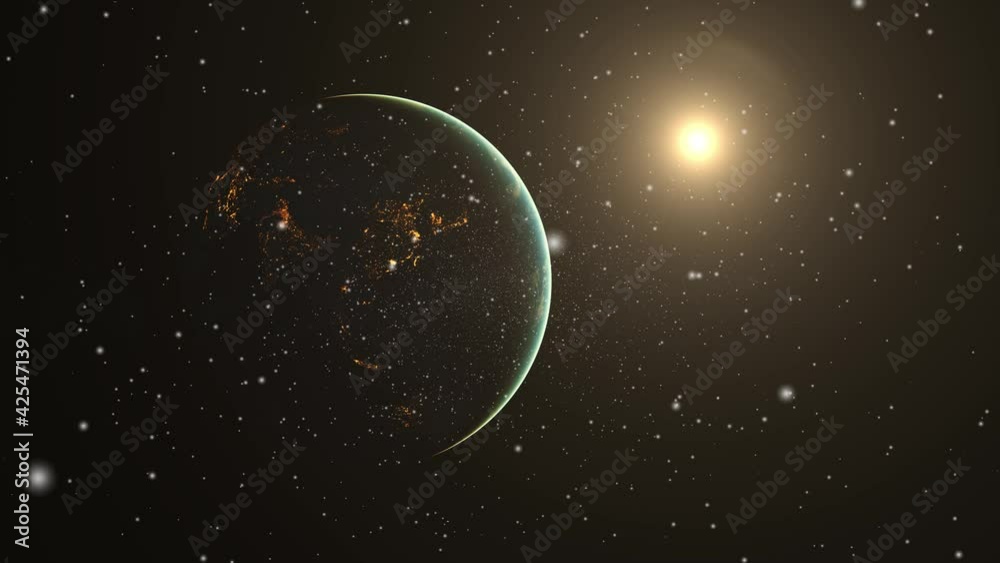 solar system, sunset on the part of the planet earth against the ...