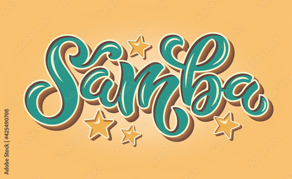 Samba lettering vector illustration for logo design, banners, tags and ...