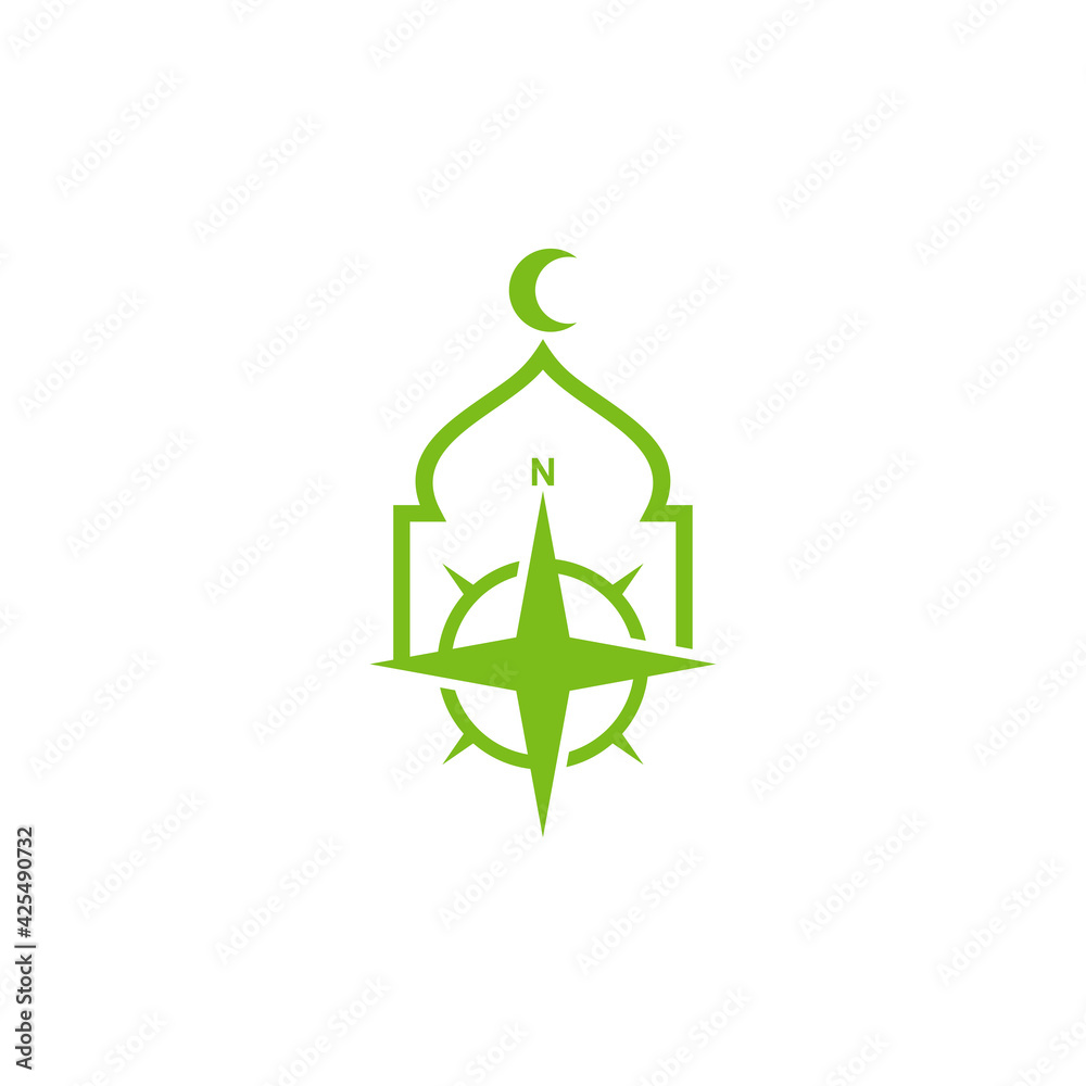 Compass Mosque logo design vector illustration, Creative Islamic logo ...