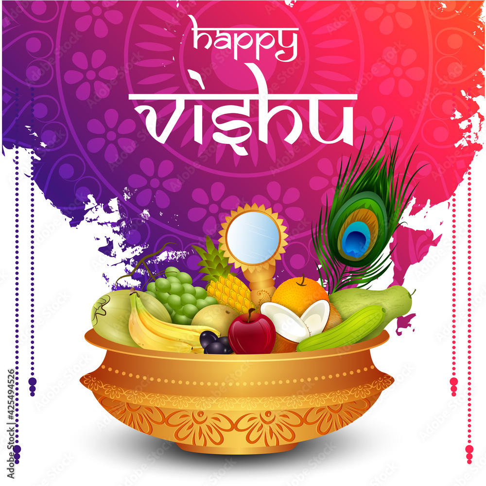 vector illustration of Vishu festival of Hindu celebrated in South ...