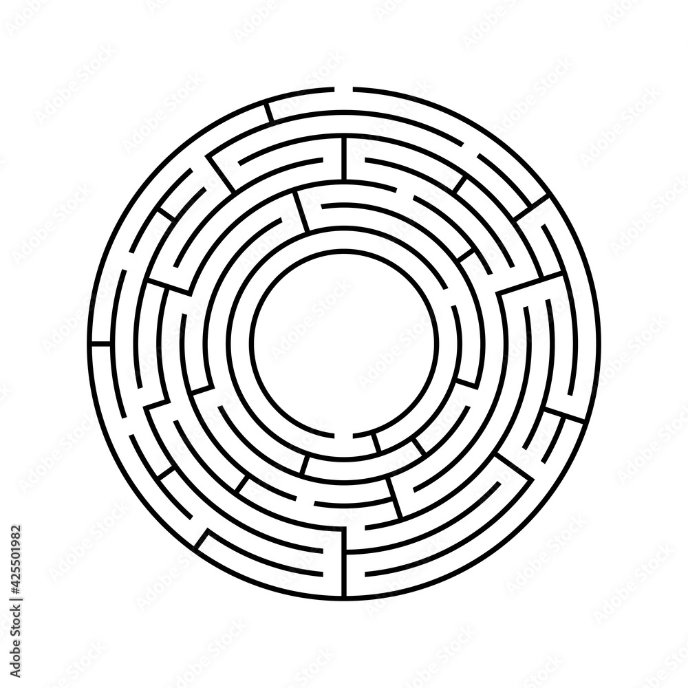 Vector circle maze isolated on white background. Education logic game labyrinth for kids. Stock ...