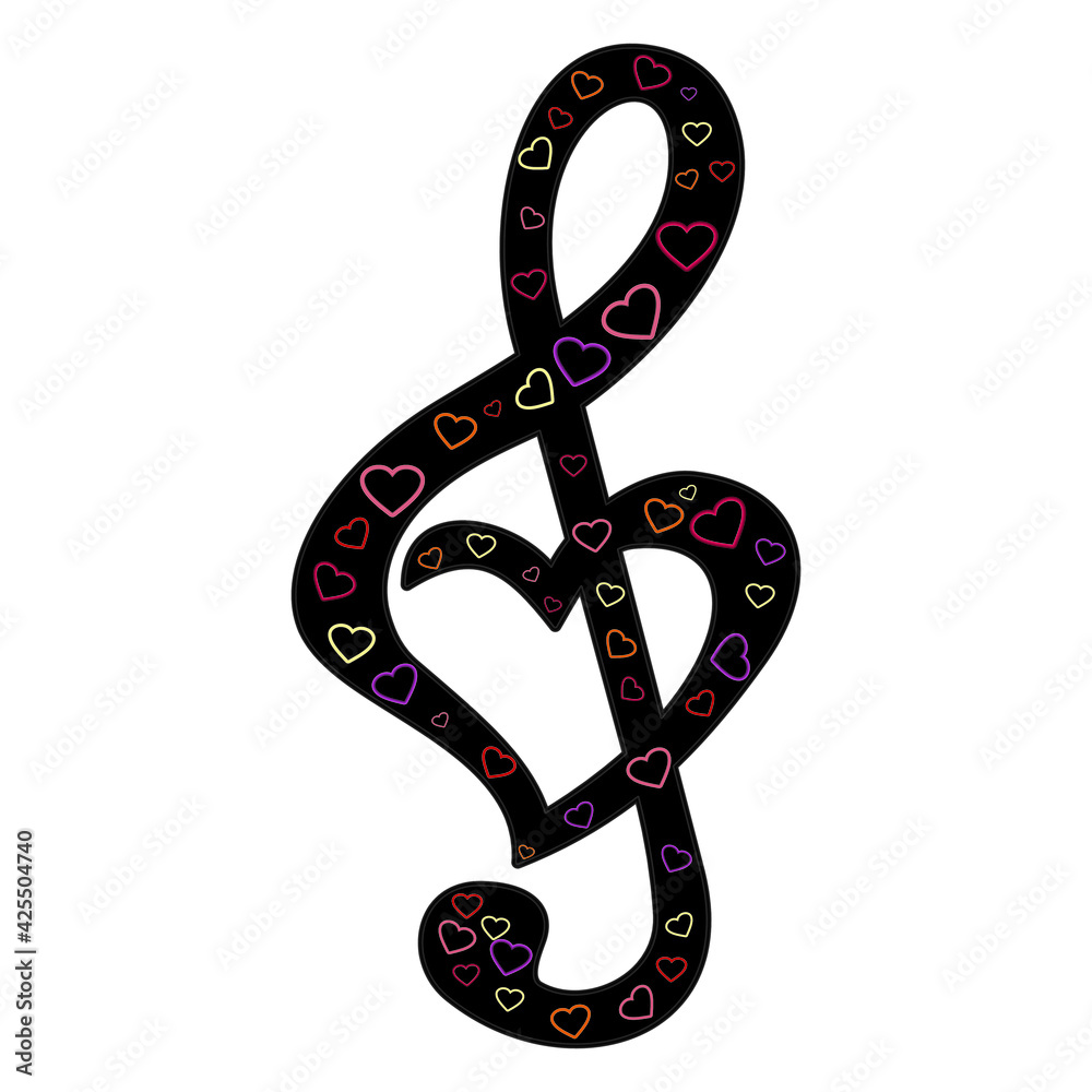 Violin Key With Shape Of The Heart Vector Illustration. Violin Key ...