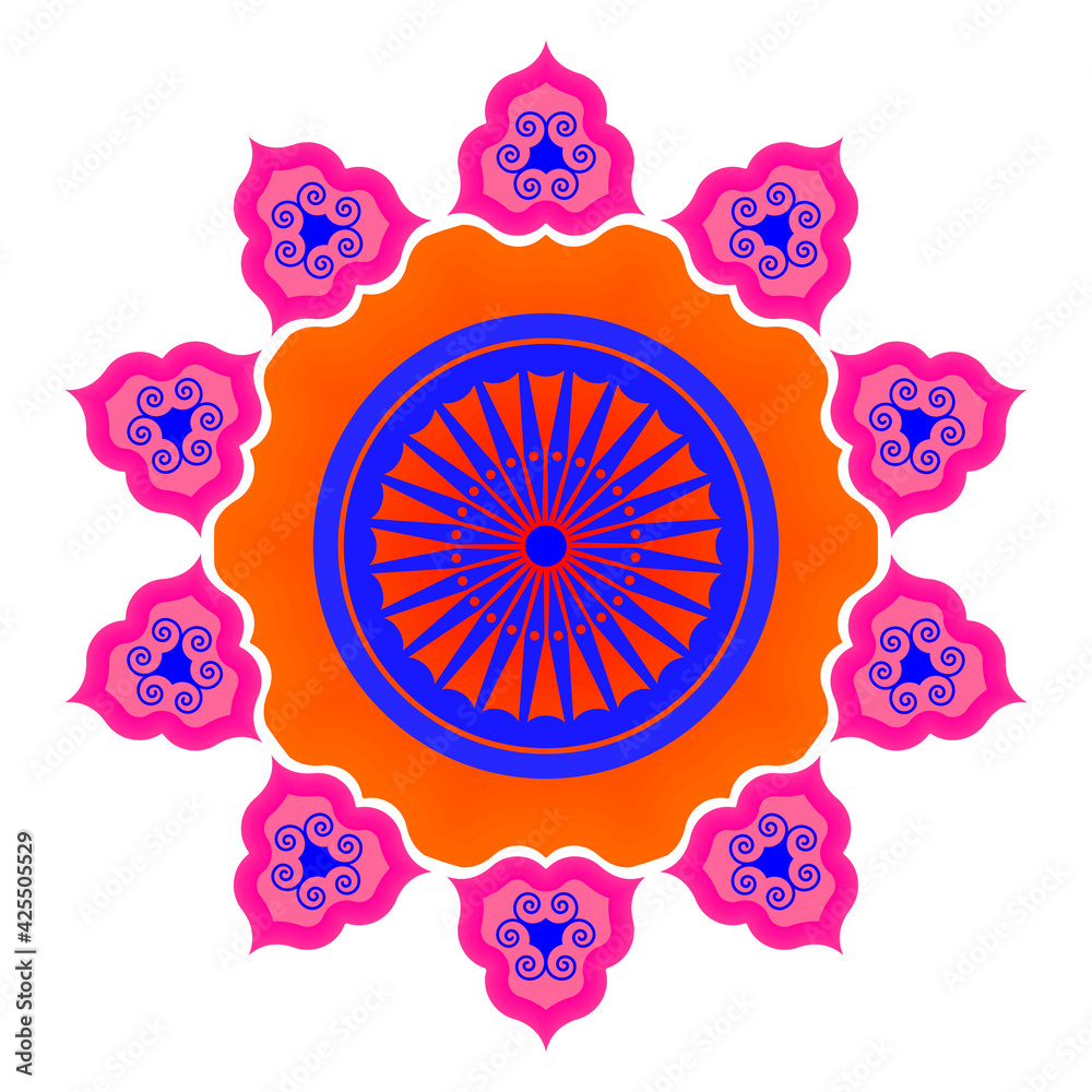 Wheel Of The Buddhist Dharma Religious Symbol Vector Illustration ...