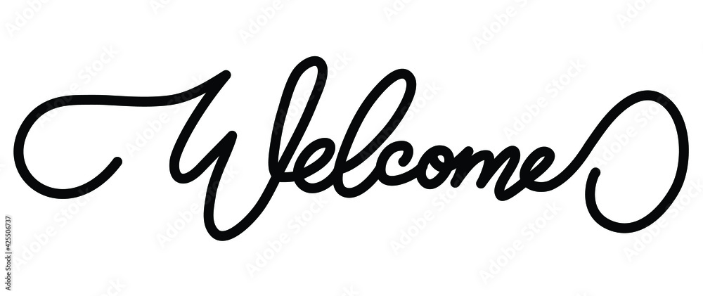 welcome hand lettering text black on white background. Modern ...