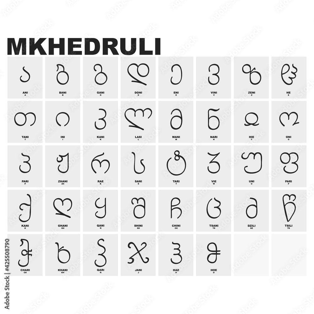 vector icon set with Georgian script Mkhedruli for your project Stock ...