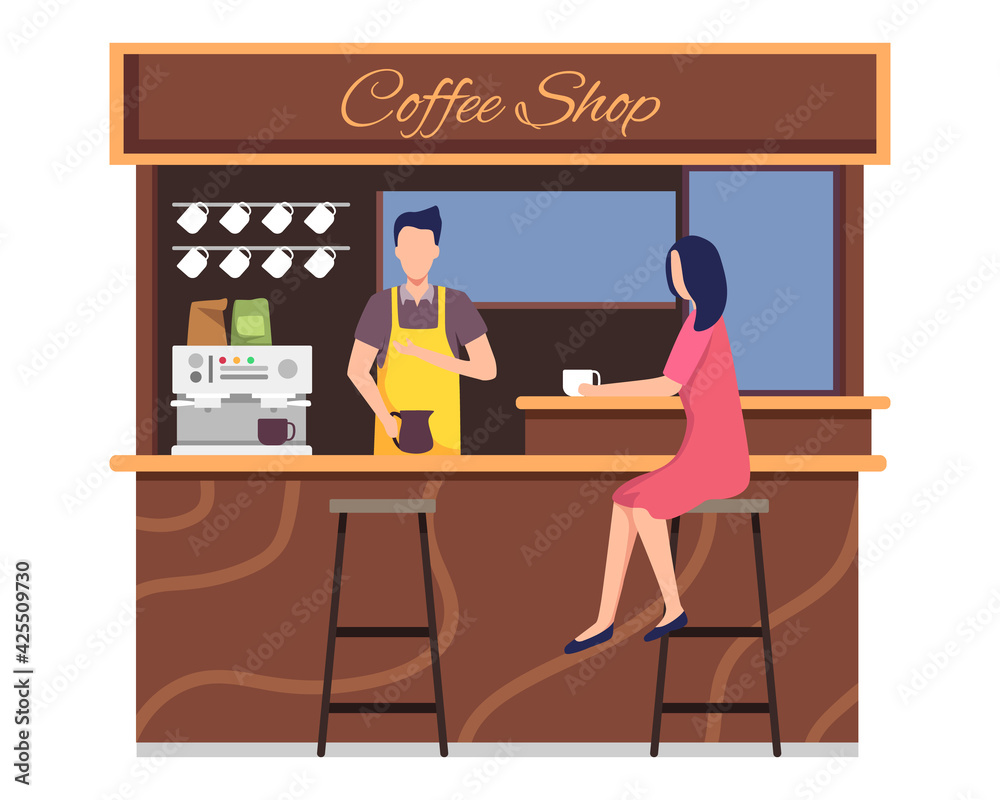 Coffee shop vector concept. Small business and self-employment concept ...