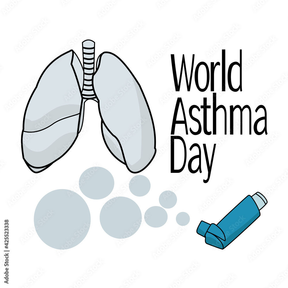 World Asthma Day, schematic representation of human lungs and inhaler ... World Asthma Day, schematic representation of human lungs and inhaler ...