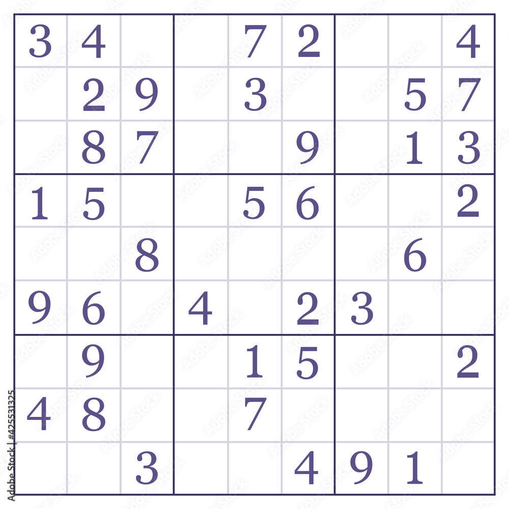 Classic Sudoku. Grids with numbers on white background, illustration ...
