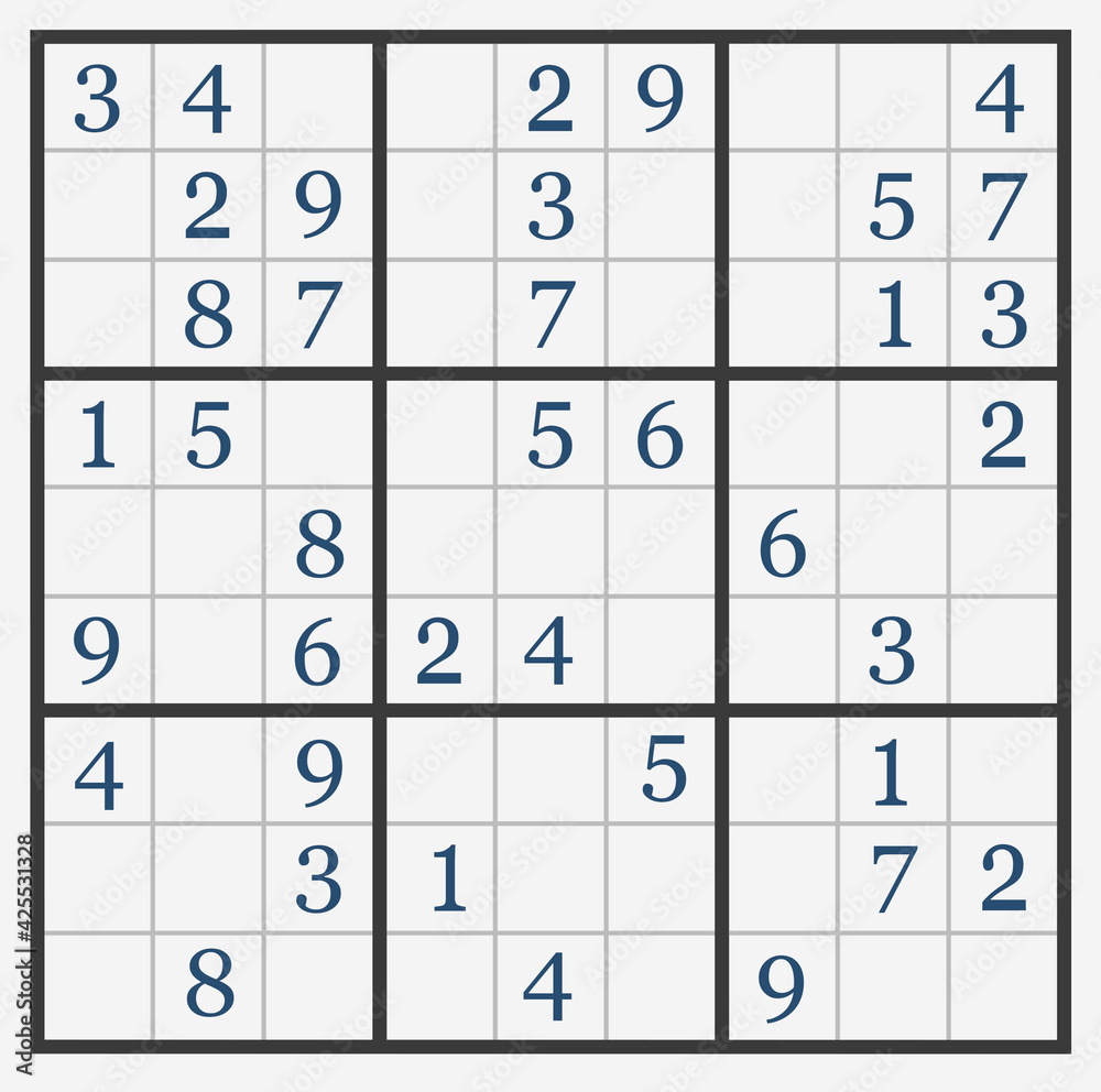 Classic Sudoku. Grids with numbers on white background, illustration ...
