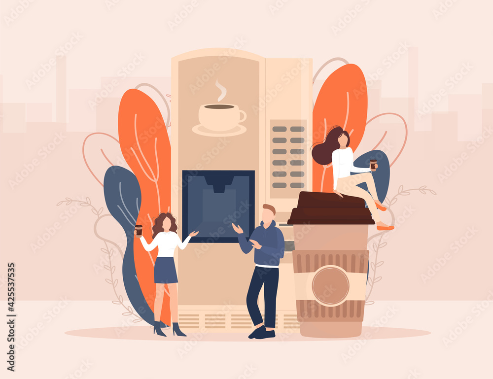 Cartoon character. Coffee break vending machine, great design for any ...