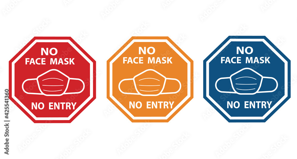 Set of No face mask no entry sign Stock Vector | Adobe Stock
