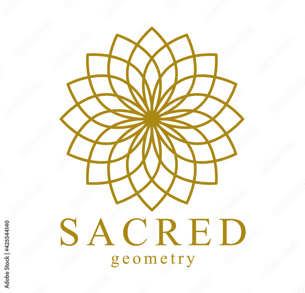 Flower of Life ancient symbol beautiful elegant vector logo or emblem ...