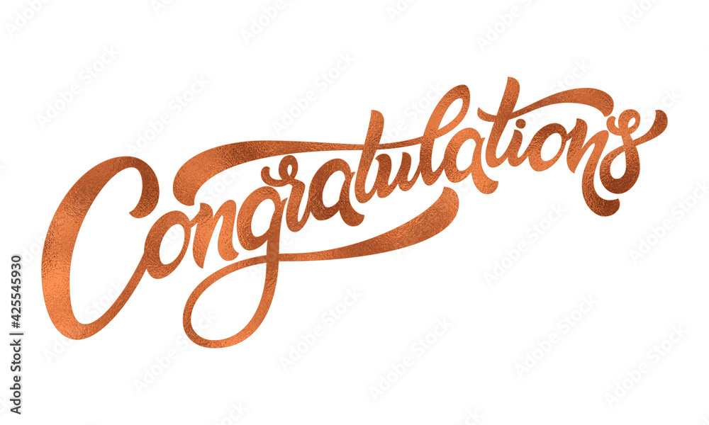 Gold Congratulations card. Hand lettering with gold foil texture. Stock ...