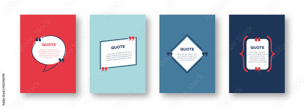 Quote box frame set. Quote box icon. Texting quote boxes. Blank A4 ...