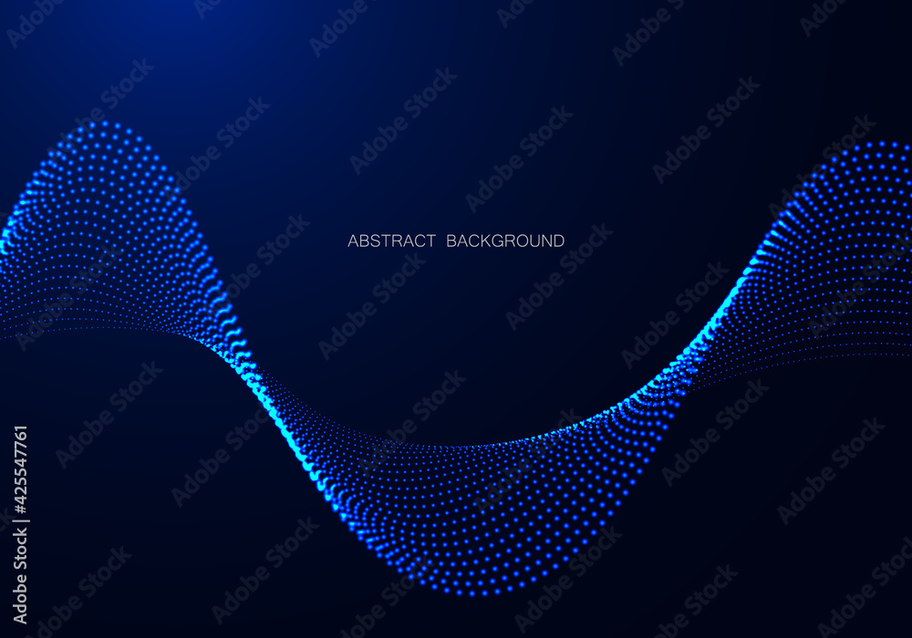 Abstract blue background. Big data. Abstract blue wave flow from ...