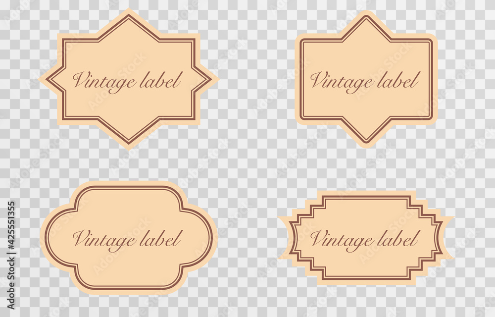 Set of vintage labels and frames. Decorative frame for labels. Old ...