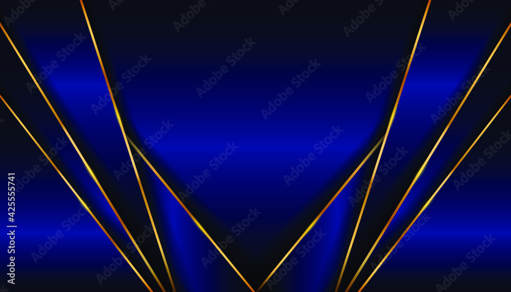Elegant dark blue abstract with golden border. Modern vector ...