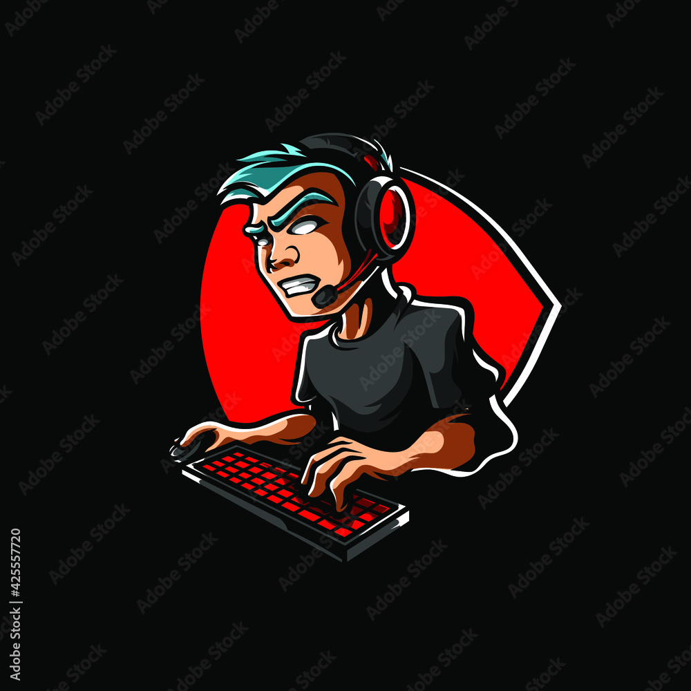 Streamer E Sport Mascot Logo Stock Vector | Adobe Stock