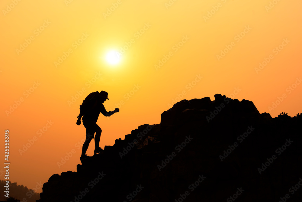 Mountain Climbers Silhouette