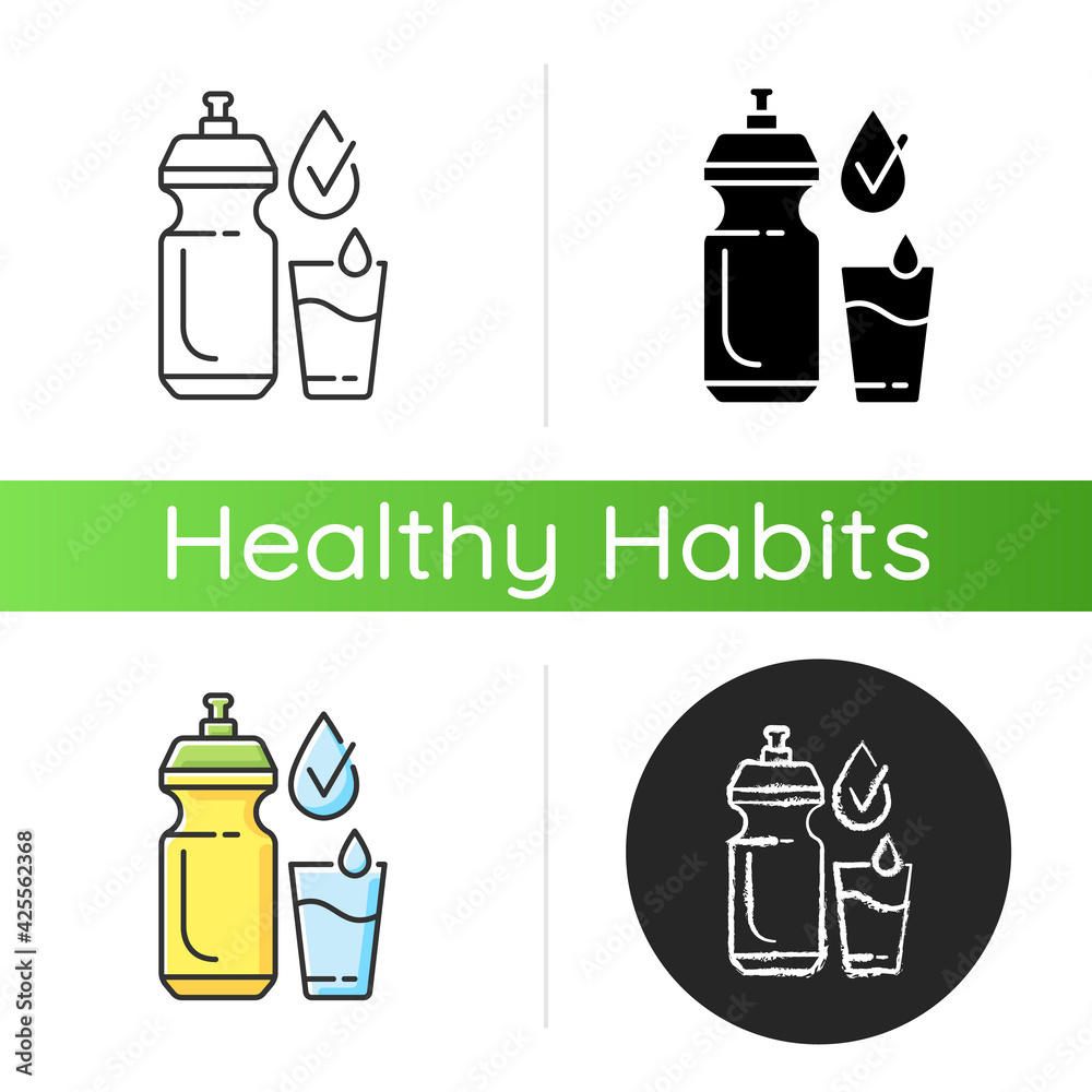 Drinking enough water icon. Stay hydrated. Refreshment from liquid ...