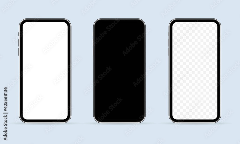Realistic smartphone mockup. Mobile phone display, device screen frame ...