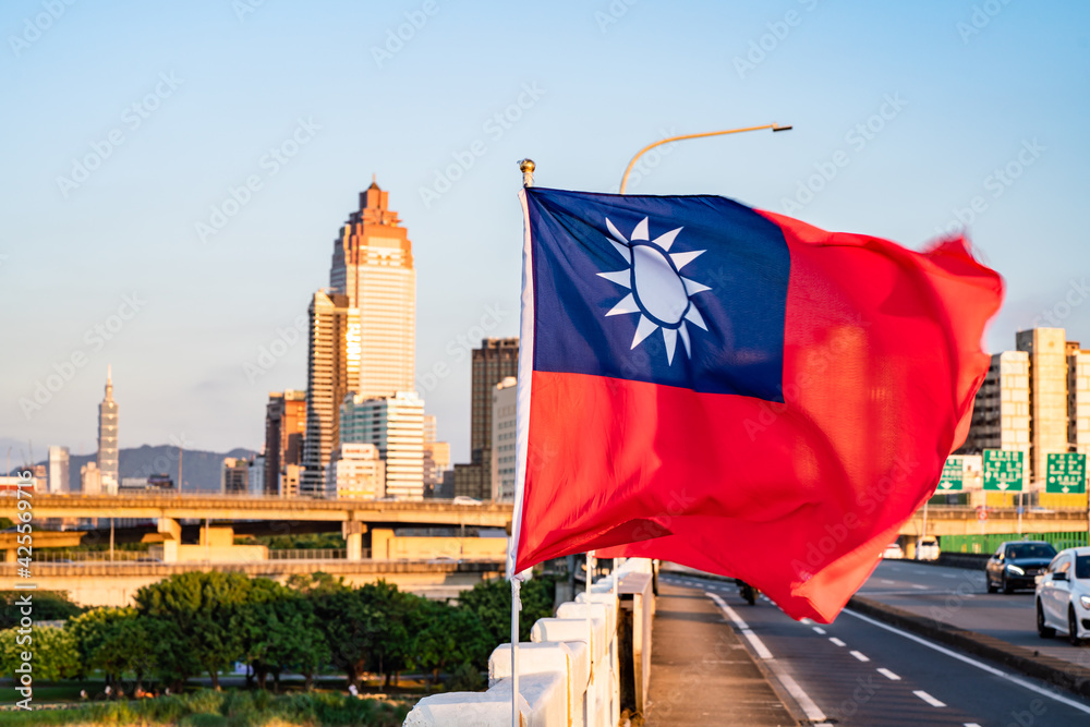 Taipei, Taiwan - Oct 4, 2020: Taiwan flag mockup fluttering in the wind ...