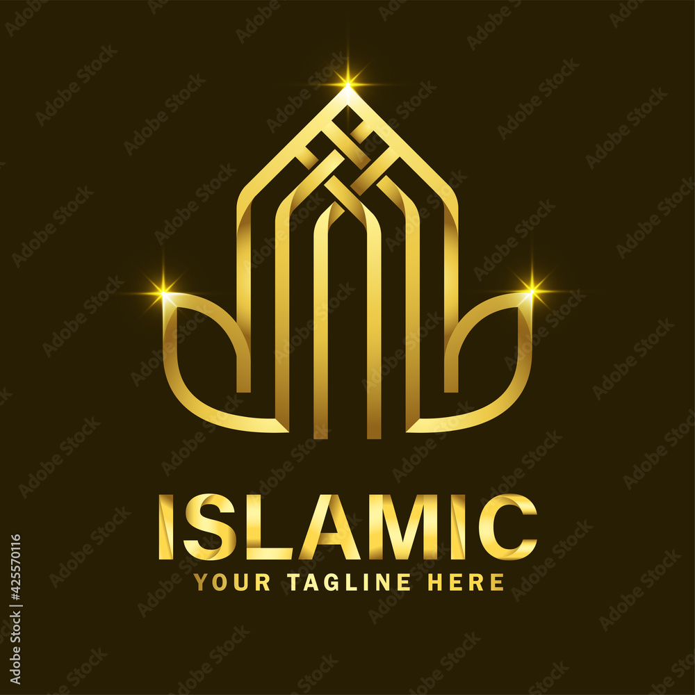 Islamic Gold Color and Luxury Logo Design. Luxury Mosque Logo Design ...