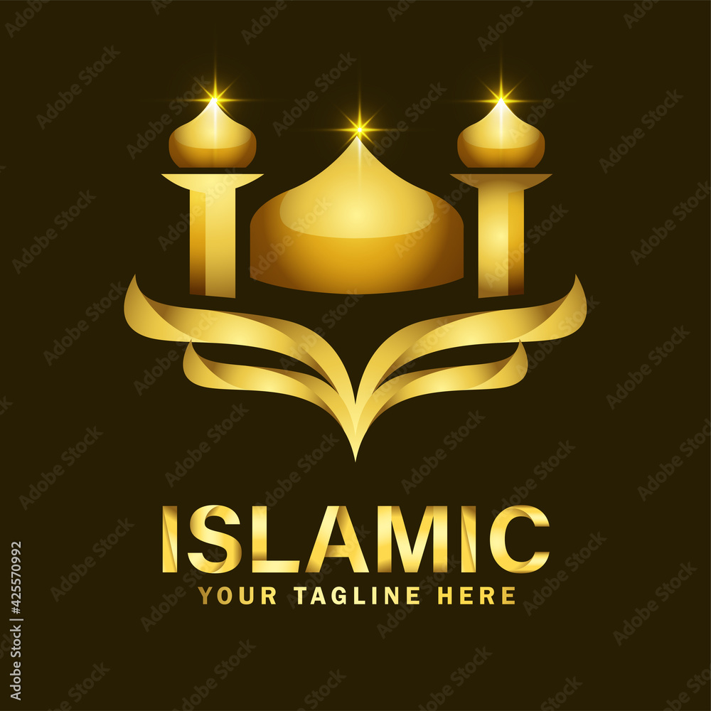 Islamic Gold Color and Luxury Logo Design. Luxury Mosque Logo Design ...