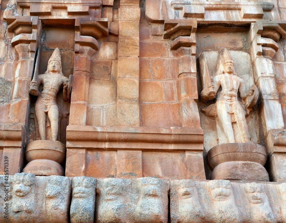 Statues of Hindu God. Sculptures of God idols carved in the walls of ...