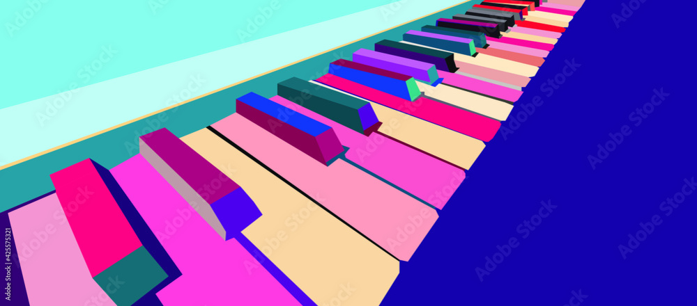 colorful pop art piano vector wpap, illustration, wall art decor wall ...