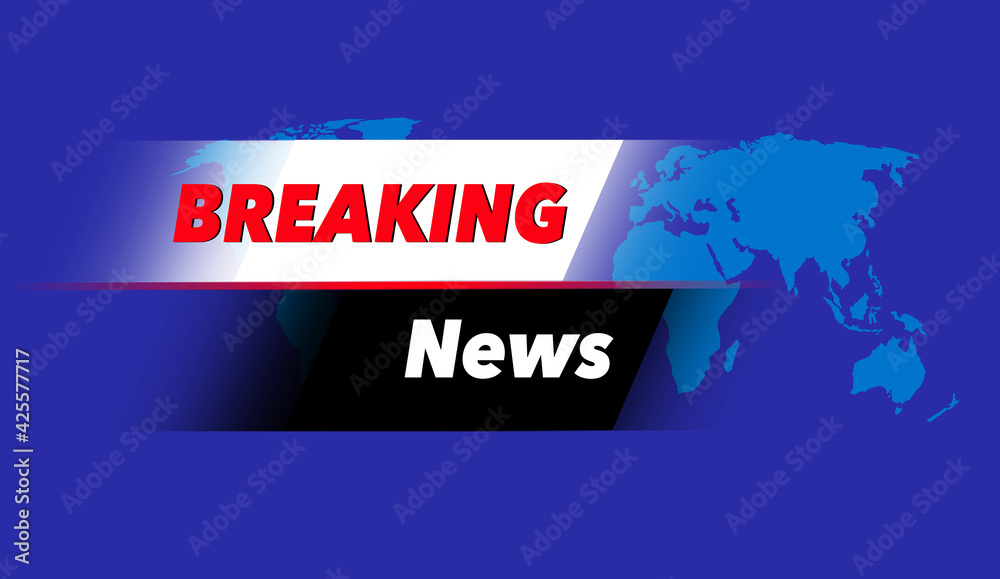 Here is a breaking news alert banner for television with a world map ...