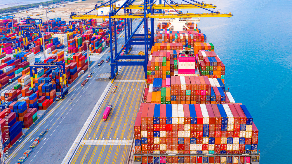 Modern Logistics,transportation of Container Cargo ship,Cargo plane ...