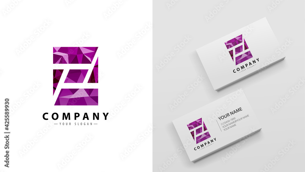 Logo polygon with the letter Z. Mockup of business cards with a logo ...