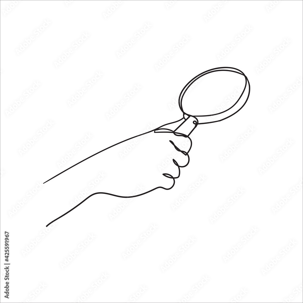hand drawing doodle hand holding of magnifying glass illustration Stock ...
