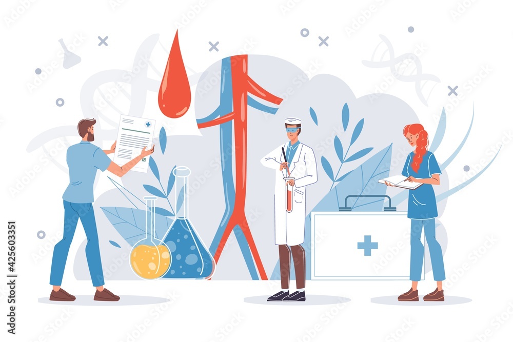 Cartoon flat doctor characters at work,physicians with medical devices ...