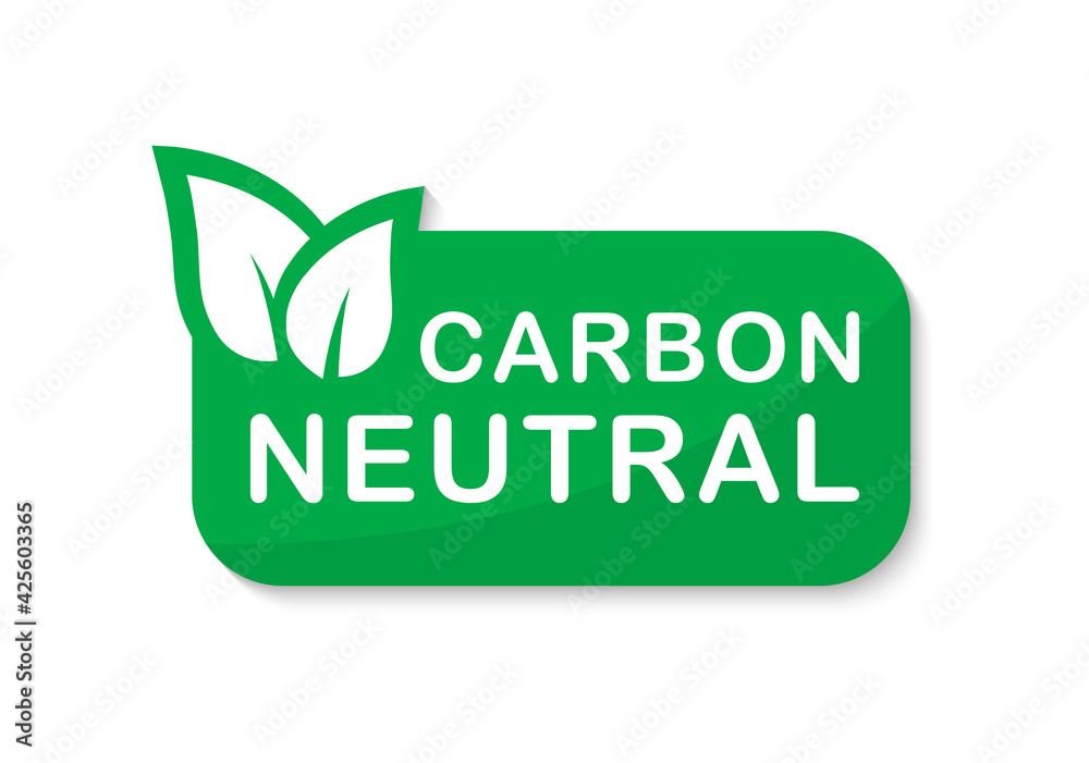 Carbon neutral logo. CO2 free green sign. Ecology no pollution label ...
