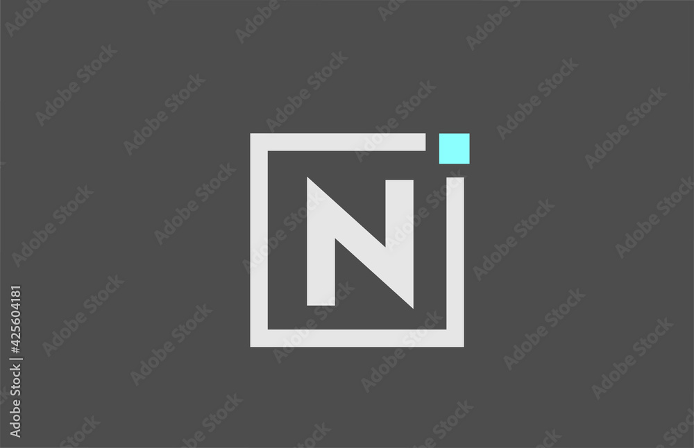 grey N alphabet letter icon logo. Square design for company and ...